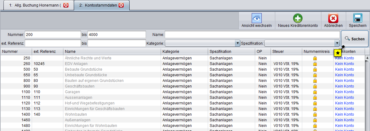 Buchhaltung - Stammdaten - Kontostammdaten